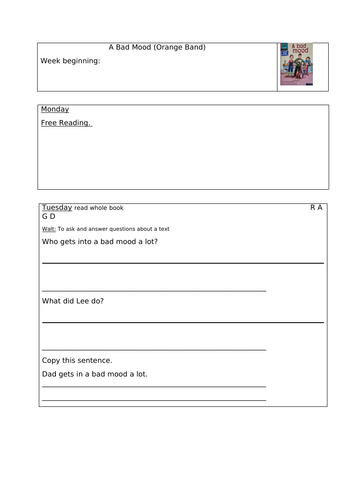RWI - A Bad Mood (orange band) | Teaching Resources