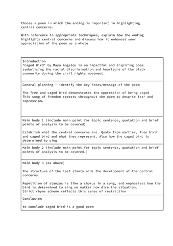 'Caged Bird' by Maya Angelou (Resource Pack) | Teaching Resources