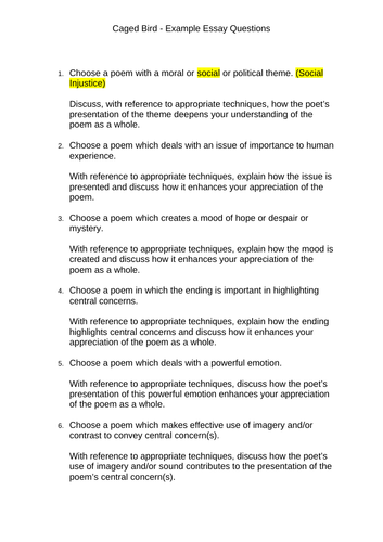 'Caged Bird' by Maya Angelou (Resource Pack) | Teaching Resources