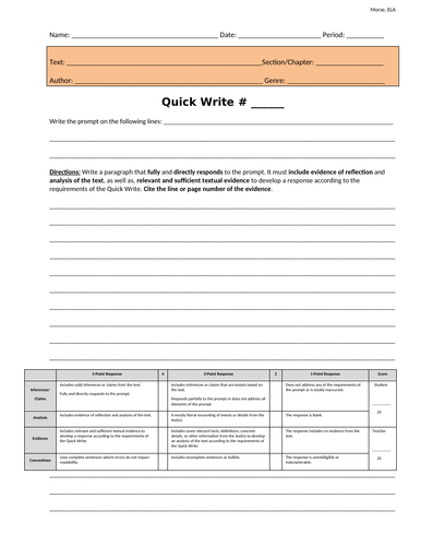 Quick Write Paragraph Development Template | Teaching Resources Quick Write Paragraph Development Template | Teaching Resources