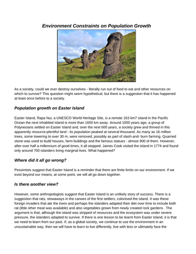 Environment Population Aqa Teaching Resources