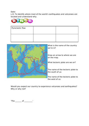 UKS2 Geography Volcanoes plate boundaries lesson 5/6 | Teaching Resources
