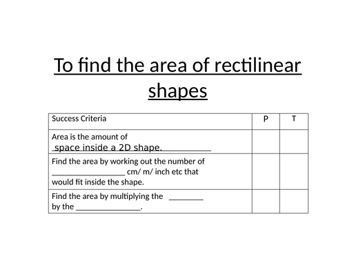 Area of rectilinear shapes | Teaching Resources
