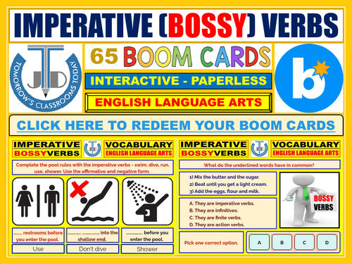 IMPERATIVE OR BOSSY VERBS - 65 BOOM CARDS | Teaching Resources