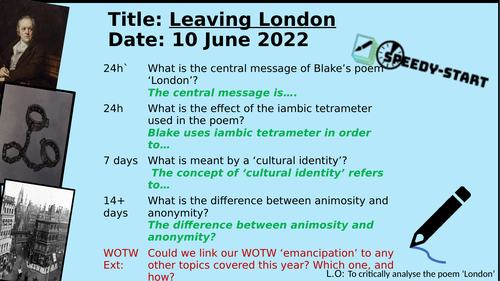 London - William Blake 3 Lessons | Teaching Resources