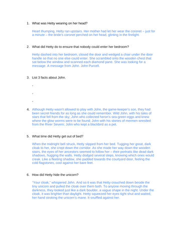 Hetty's Unicorn Reading Comprehension UKS2 + LA version | Teaching ...