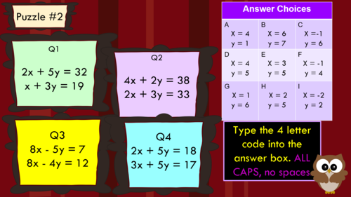 Solving Simultaneous Equations Digital Escape Room-Apprentice Wizard ...