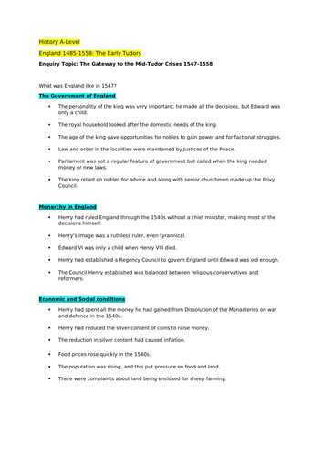 Early Tudors A-Level History OCR Revision Bundle | Teaching Resources