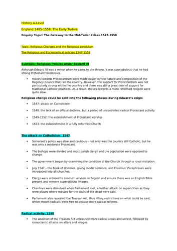 Early Tudors A-Level History OCR Revision Bundle | Teaching Resources
