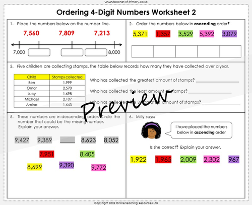 Ordering 4-Digit Numbers - Year 4 | Teaching Resources