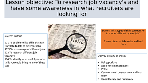 To look at different jobs and have an awareness in what recruiters are ...