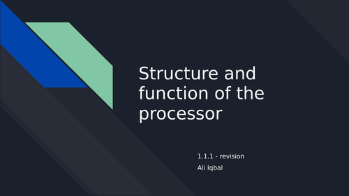 Structure and Function of the Processor - OCR A Level | Teaching Resources