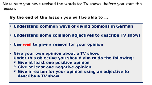 German Giving Opinions on the Topic of TV Programmes | Teaching Resources