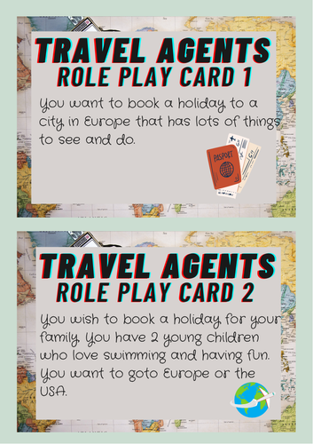 Travel Agent Role Play Cards | Teaching Resources