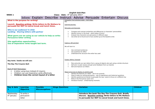 The Day the Crayons Quit by Drew Daywalt ENGLISH UNIT | Teaching Resources