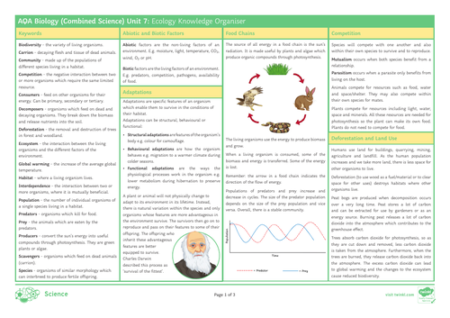 AQA GCSE Combined Science (9-1) Biology Revision Notes. | Teaching ...