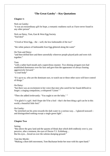 'The Great Gatsby' - Full Unit | Teaching Resources
