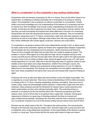 Coursework: unit 19 scriptwriting | Teaching Resources