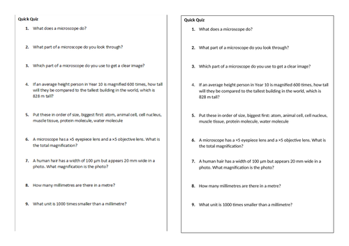 Edexcel GCSE 9-1 Biology CB1a Microscopes | Teaching Resources