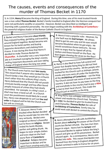 Thomas Becket Murder | Teaching Resources