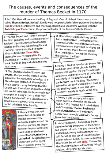 Thomas Becket Murder | Teaching Resources