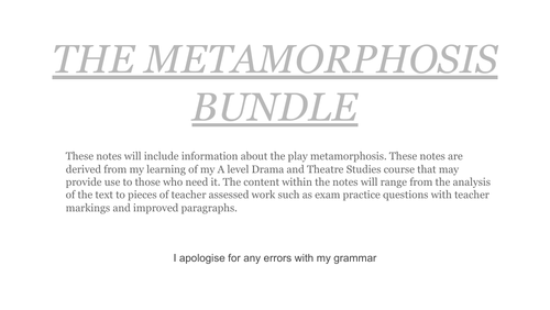 The Metamorphosis Bundle | Teaching Resources