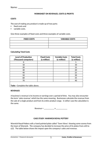 Costs, Revenue & Profit – Key Economic Calculations & Theory ...