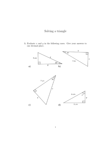Solving a triangle worksheet (with solutions) | Teaching Resources