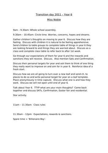 Year 5 to Year 6 Transition Materials Primary School Ideas Last Day ...