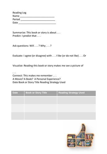 Reading log ESL | Teaching Resources