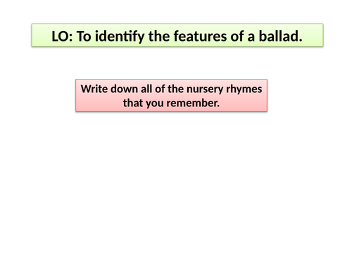 Ballads (year 7/8) | Teaching Resources