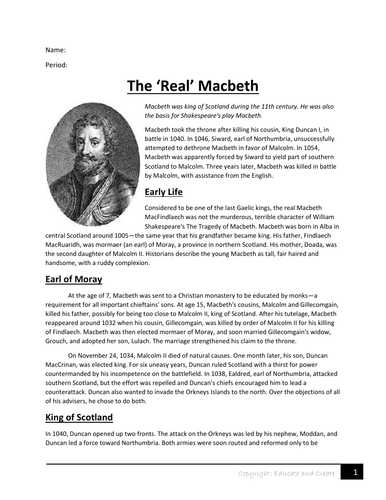 The Real Macbeth | Teaching Resources