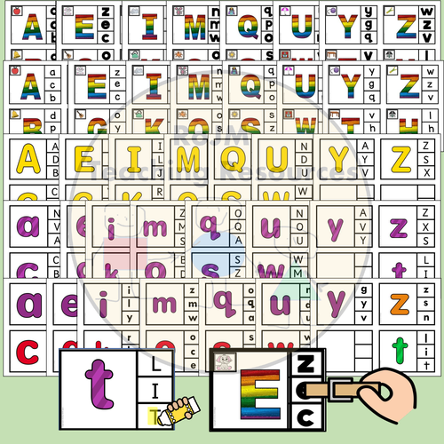 Alphabet Clip Cards Capital/Uppercase and Lowercase Letters Picture ...