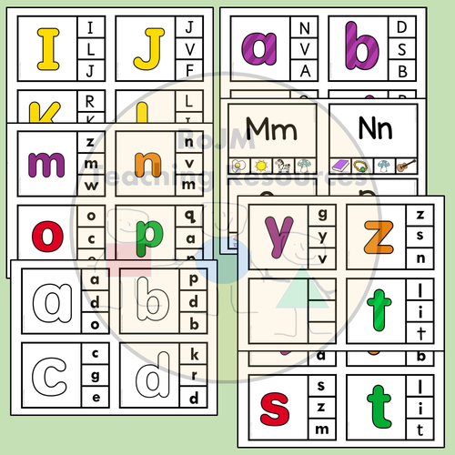 Alphabet Clip Cards Capital/Uppercase and Lowercase Letters Picture ...