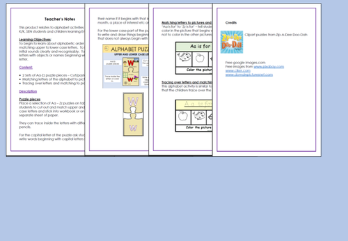 Alphabet Activities Match Capital/Uppercase Lowercase Letters Puzzle ...