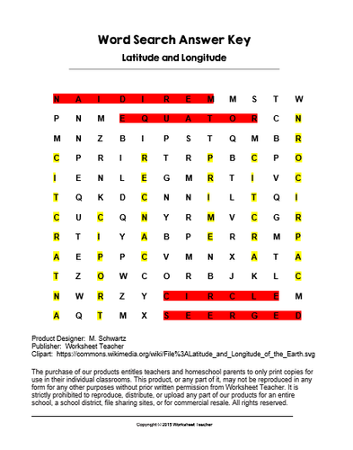 Latitude and Longitude Word Search | Teaching Resources