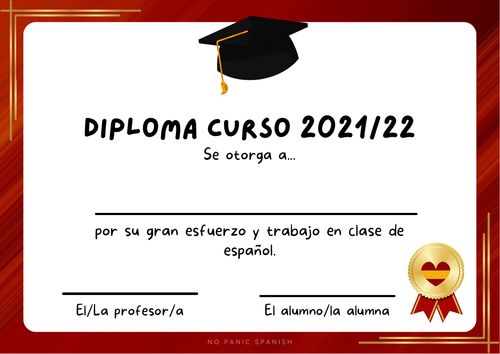 Diplomas | End of Year | Spanish | Teaching Resources