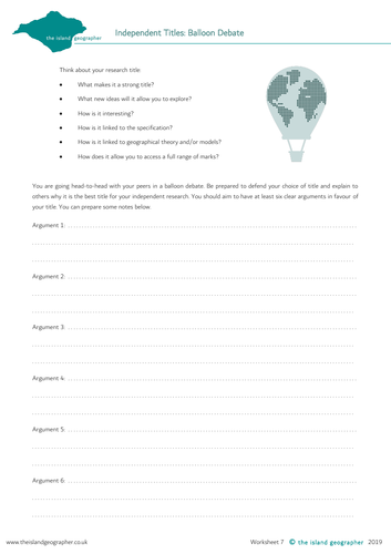 Independent Title: Balloon Debate | Teaching Resources