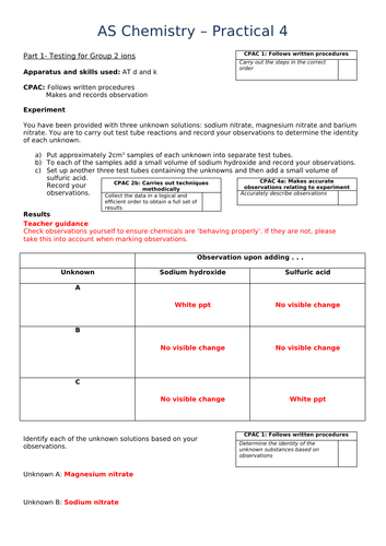 AQA A Level Chemistry Required Practical 4 - Testing for Ions ...