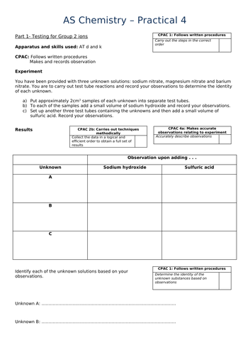 AQA A Level Chemistry Required Practical 4 - Testing for Ions ...
