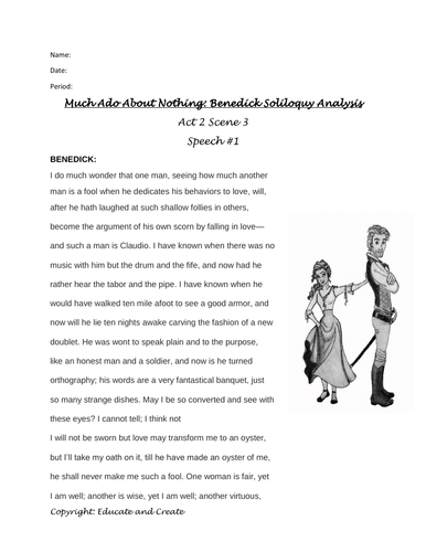 Much Ado About Nothing: Benedick Soliloquy Analysis Compare and ...