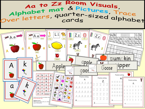 Aa to Zz Letters Room Visuals Word Cards Pictures Alphabet Mat ...