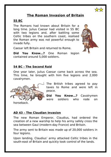 Romans Reading Comprehension | Teaching Resources