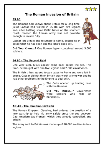 Romans Reading Comprehension | Teaching Resources