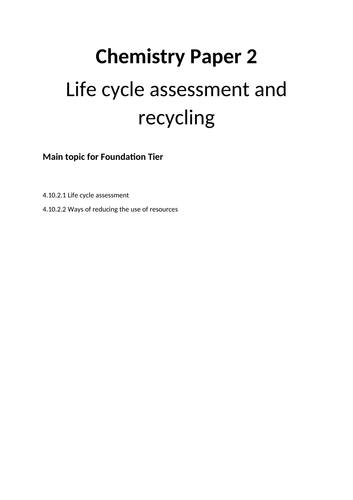 Chemistry AQA GCSE Paper 2 - Revision video clips with booklets ...