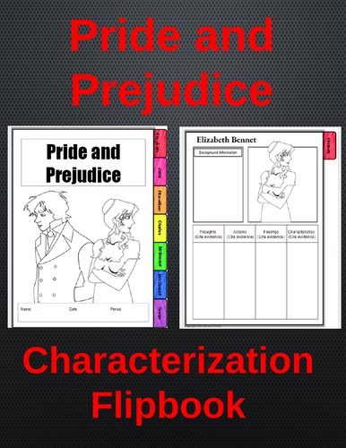 Pride and Prejudice Characterization Flip book | Teaching Resources