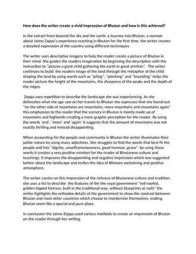 a journey to Bhutan essay | Teaching Resources