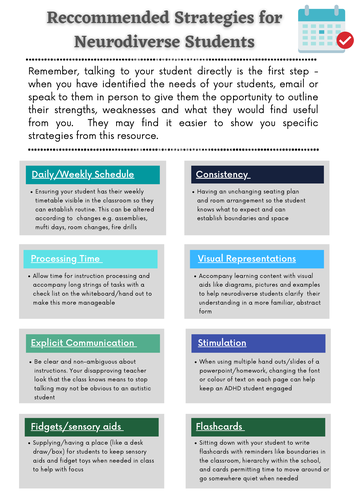 Neurodiverse Strategy Resource | Teaching Resources