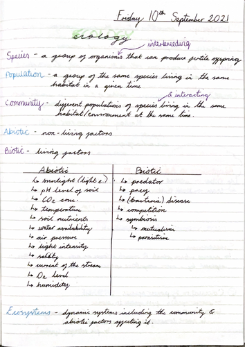 AQA Biology Topic 7 Revision Notes | Teaching Resources