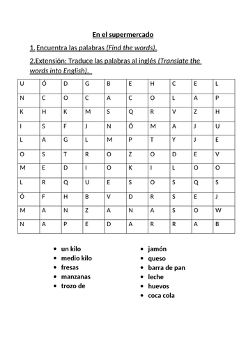 Beginners Spanish - En el supermercado | Teaching Resources